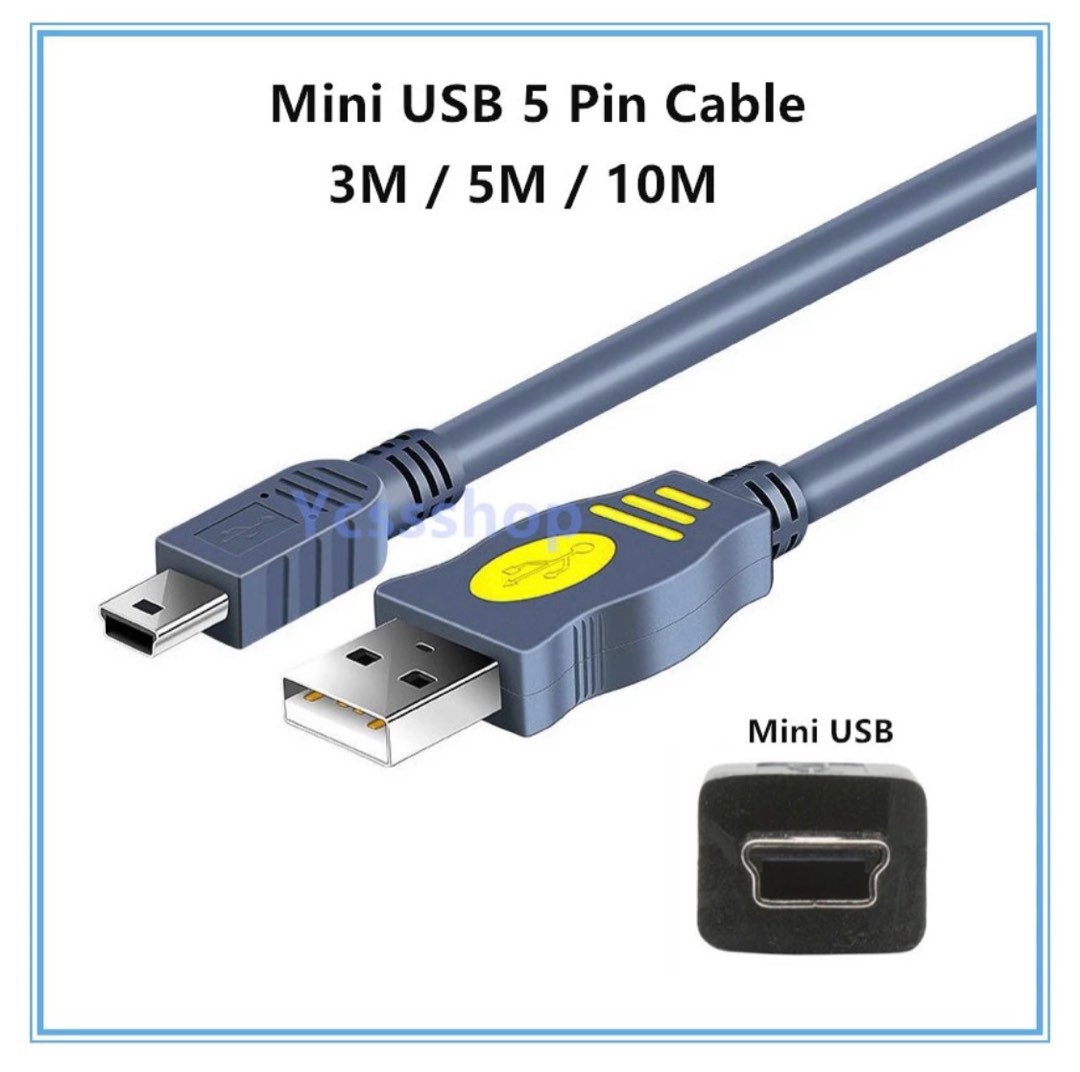 USB Mini-B (5-pin) to USB Type-A Male Cable with Booster, Computers ...