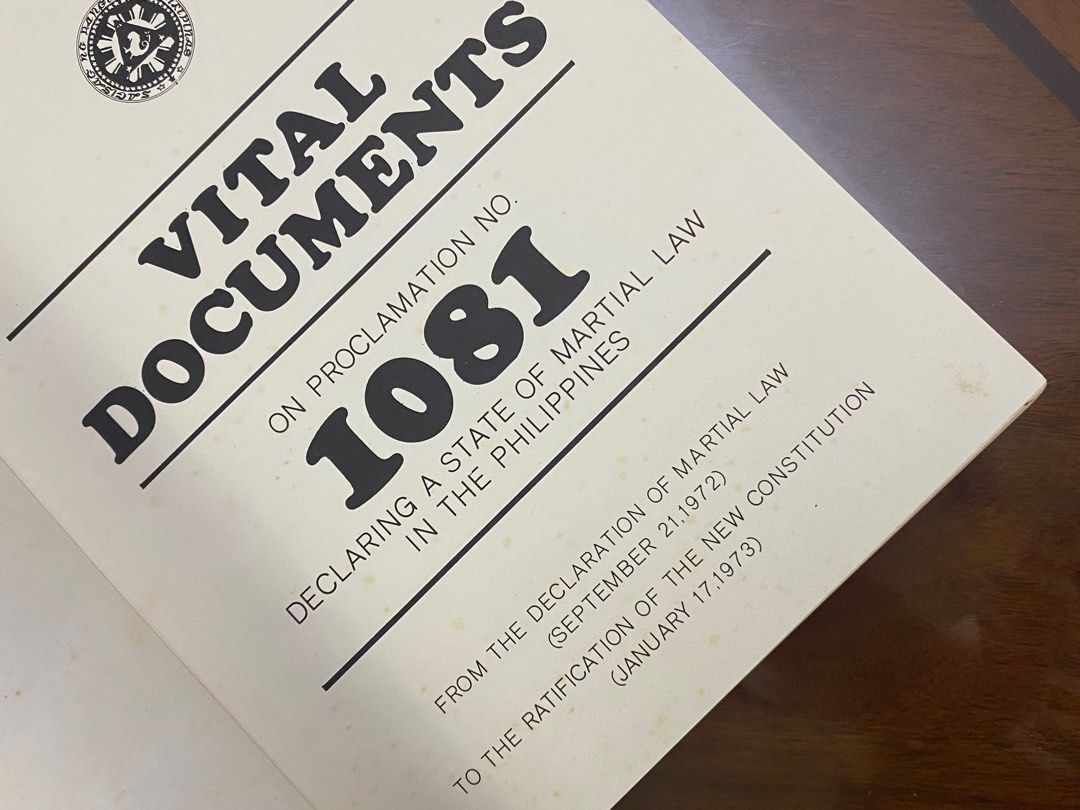 VITAL DOCUMENTS ON PROCLAMATION NO. 1081 - MARTIAL LAW FERDINAND MARCOS BOOK DECLARATION Super ...