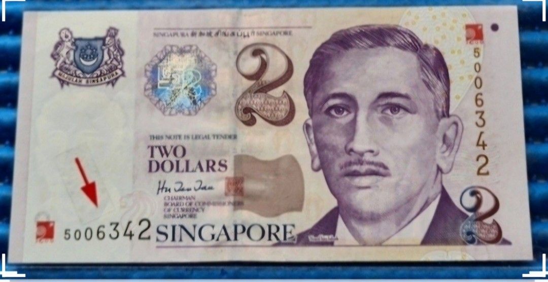 5006342 Singapore 2000 Millennium Commemorative $2 Note 5006342 Replacement Dollar Banknote ...