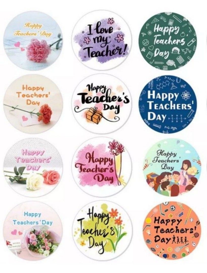 50 PCs Teacher's Day sticker labels, Hobbies & Toys, Art & Prints on ...