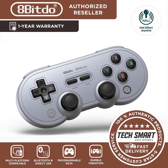 8Bitdo SN30 Pro, Hall Effect Joystick Update, Wireless Bluetooth Controller with Classic ...