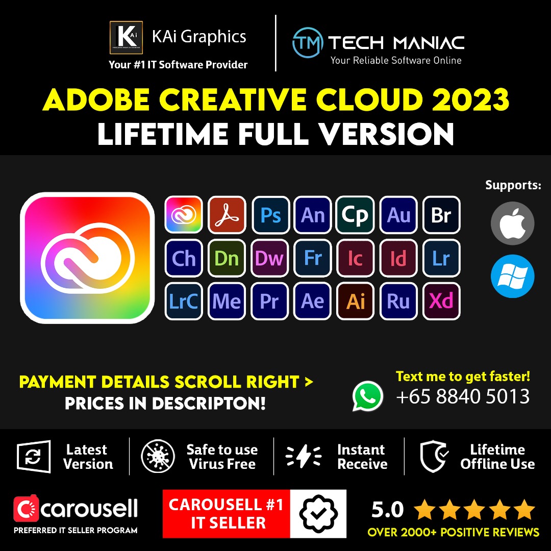 ⭐ 2023 Adobe Full Suite All Apps Lifetime Software Creative Cloud ...