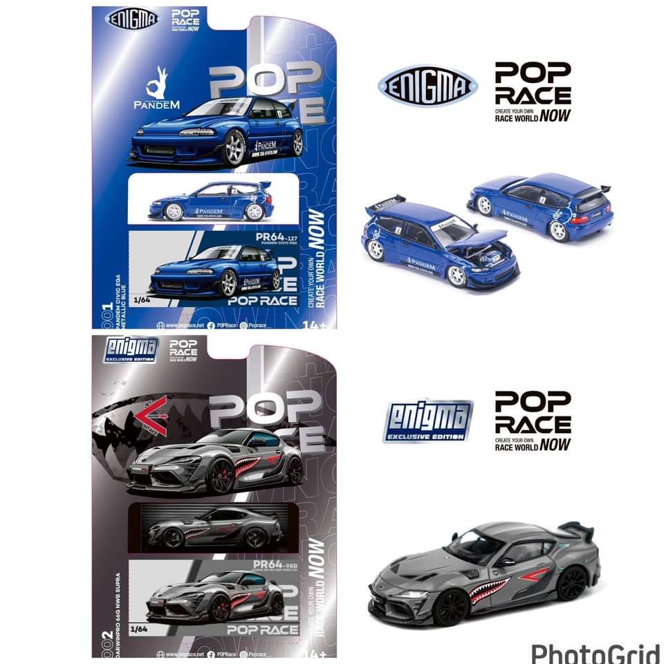 預訂 Pre-Order Poprace x ENIGMA 1:64 Pandem Honda civic EG6 Toyota Supra ...
