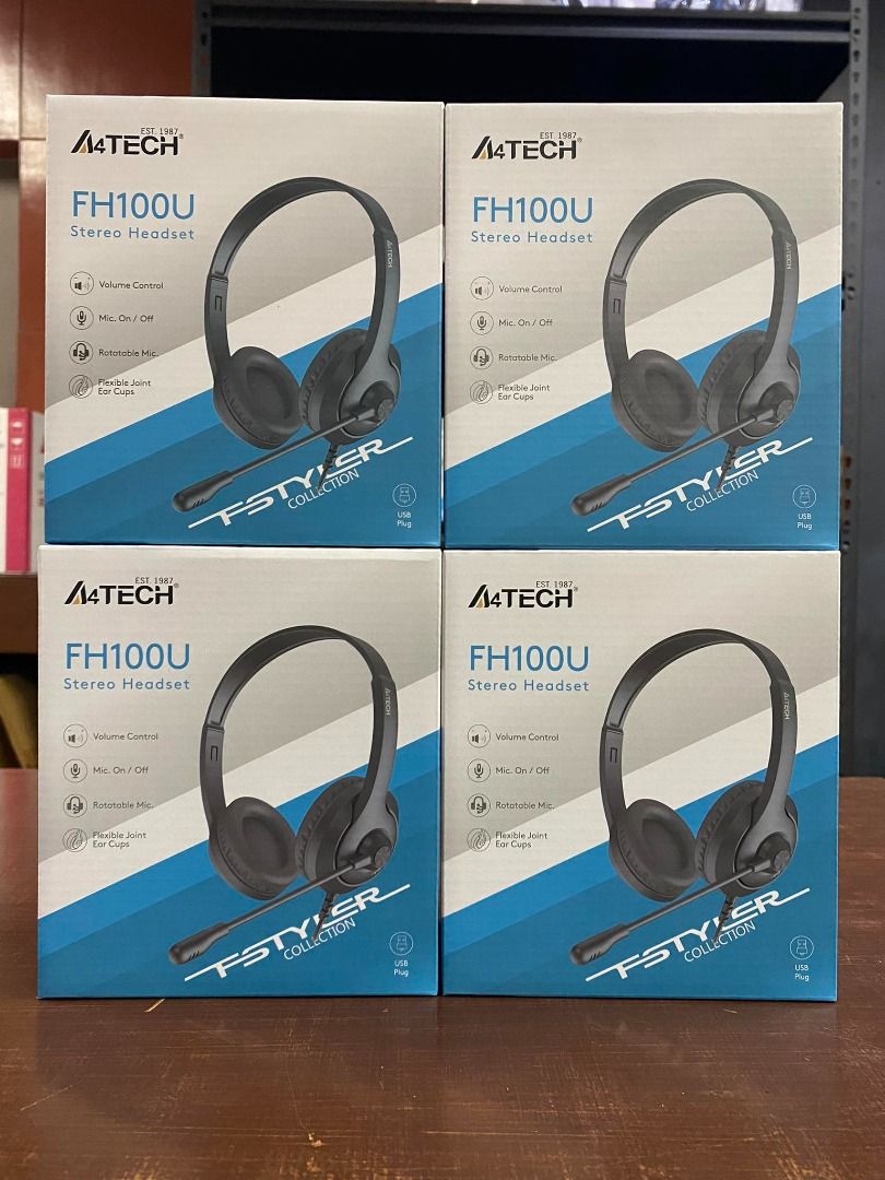 A4Tech FH100U Fstyler Stereo Headset USB w/ Mic Mute Switch Black ...