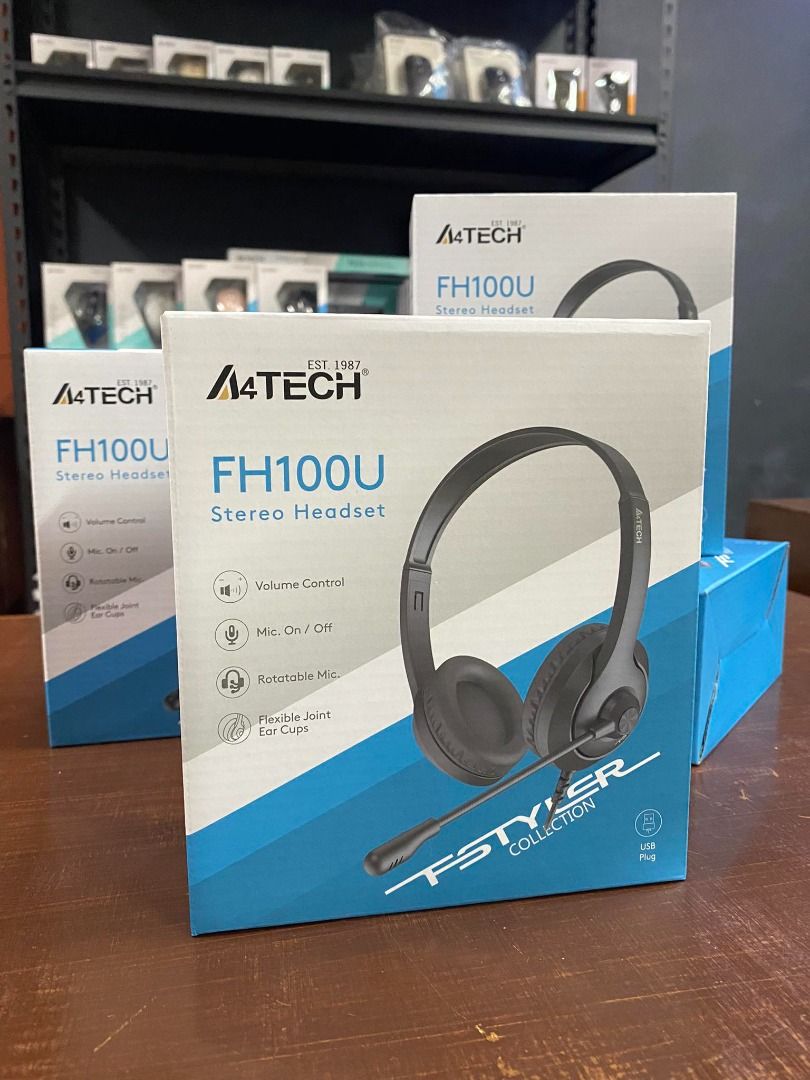 A4Tech FH100U Fstyler Stereo Headset USB w/ Mic Mute Switch Black ...