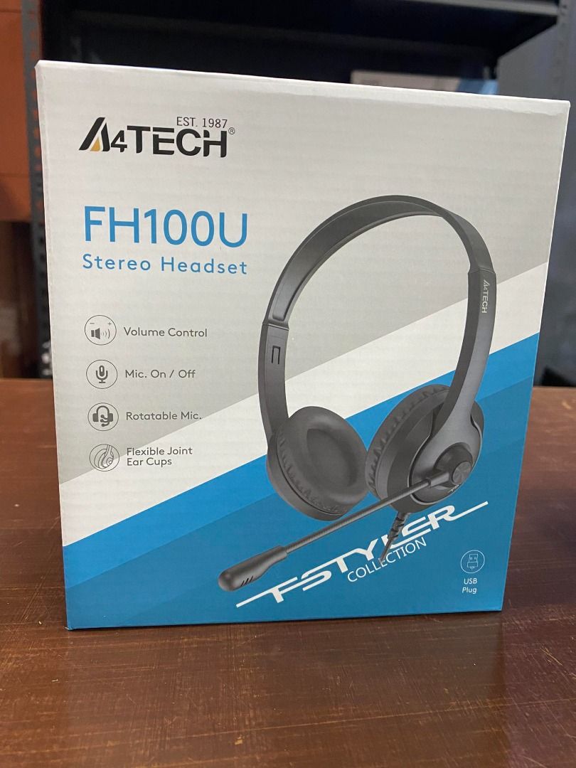 A4Tech FH100U Fstyler Stereo Headset USB w/ Mic Mute Switch Black ...
