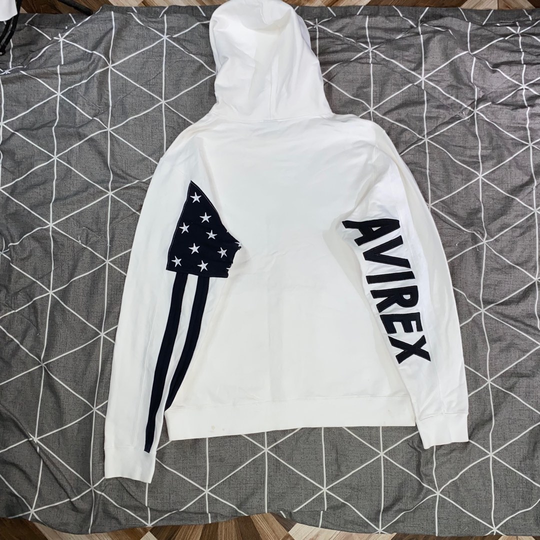 Avirex White Hoodie Jacket (heavy cloth), Men's Fashion, Coats, Jackets ...