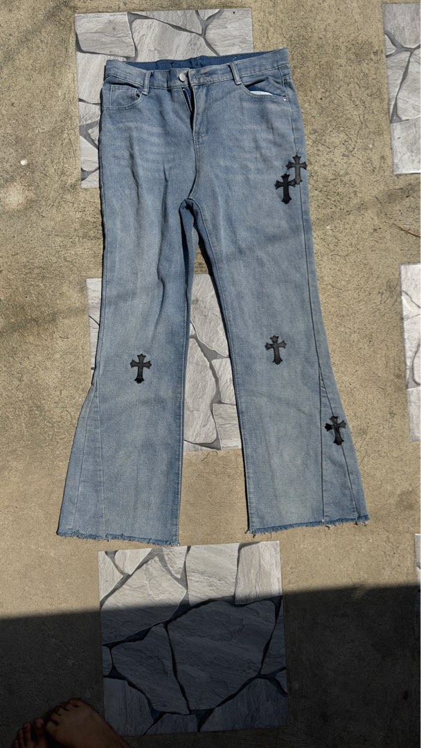 Chrome hearts inspired pants, Women's Fashion, Bottoms, Jeans on Carousell