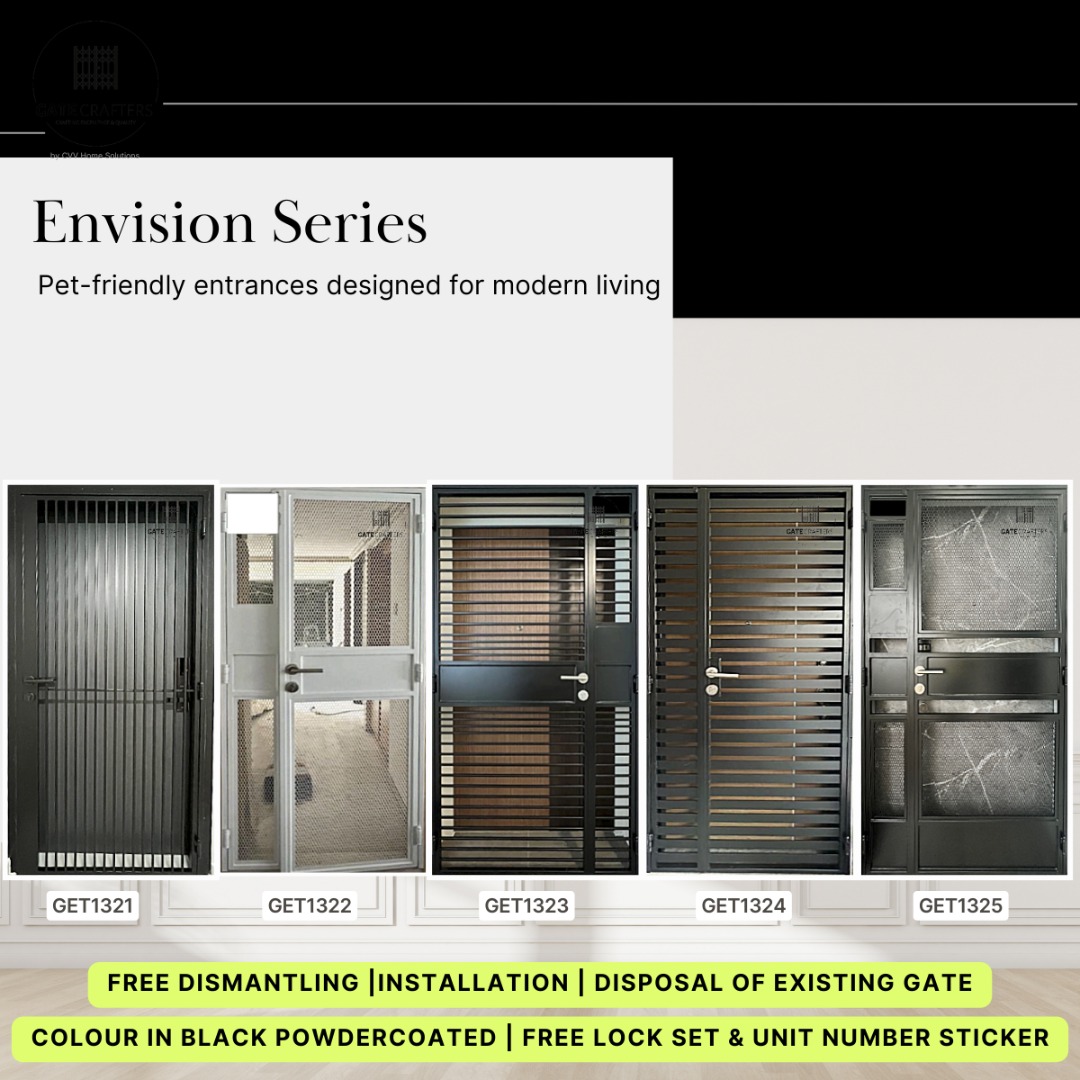 HDB Mild Steel Gate | Glass Gate | Metal Gate - Envision gates for Pet ...