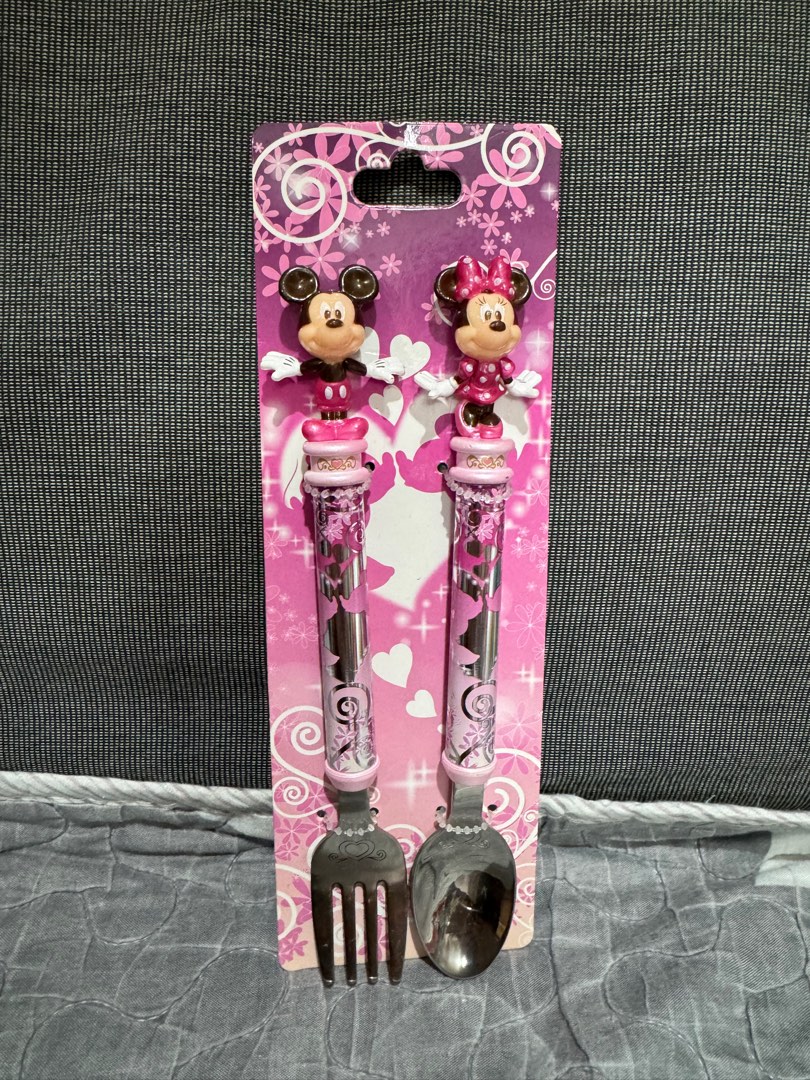 Hong Kong Disneyland Mickey & Minnie Mouse fork and spoon set, 興趣及遊戲 ...