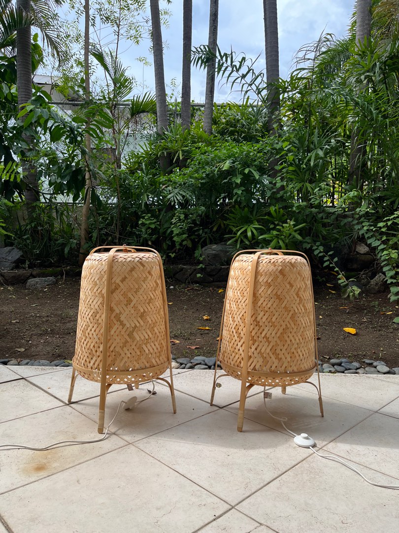 IKEA Rattan floor lamp (set of 2), Furniture & Home Living, Lighting ...