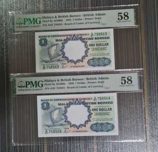 1959 Malaya and British Borneo $1 Note A/36 458383 Waterlow & Sons, Hobbies & Toys, Memorabilia ...