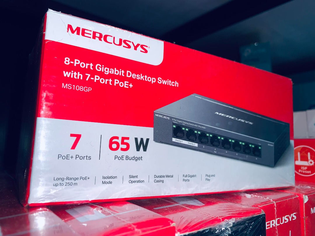 Mercusys 8-Port Gigabit Desktop Switch with 7-Port PoE+ MS108GP ...