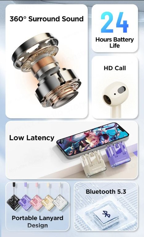 Monster XKT12 Gaming Earphones Bluetooth 5.3 TWS Wireless Headset HIFI ...