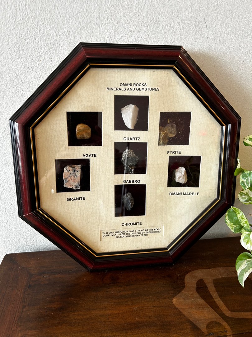 Omani rocks minerals and gemstones framed, Furniture & Home Living ...