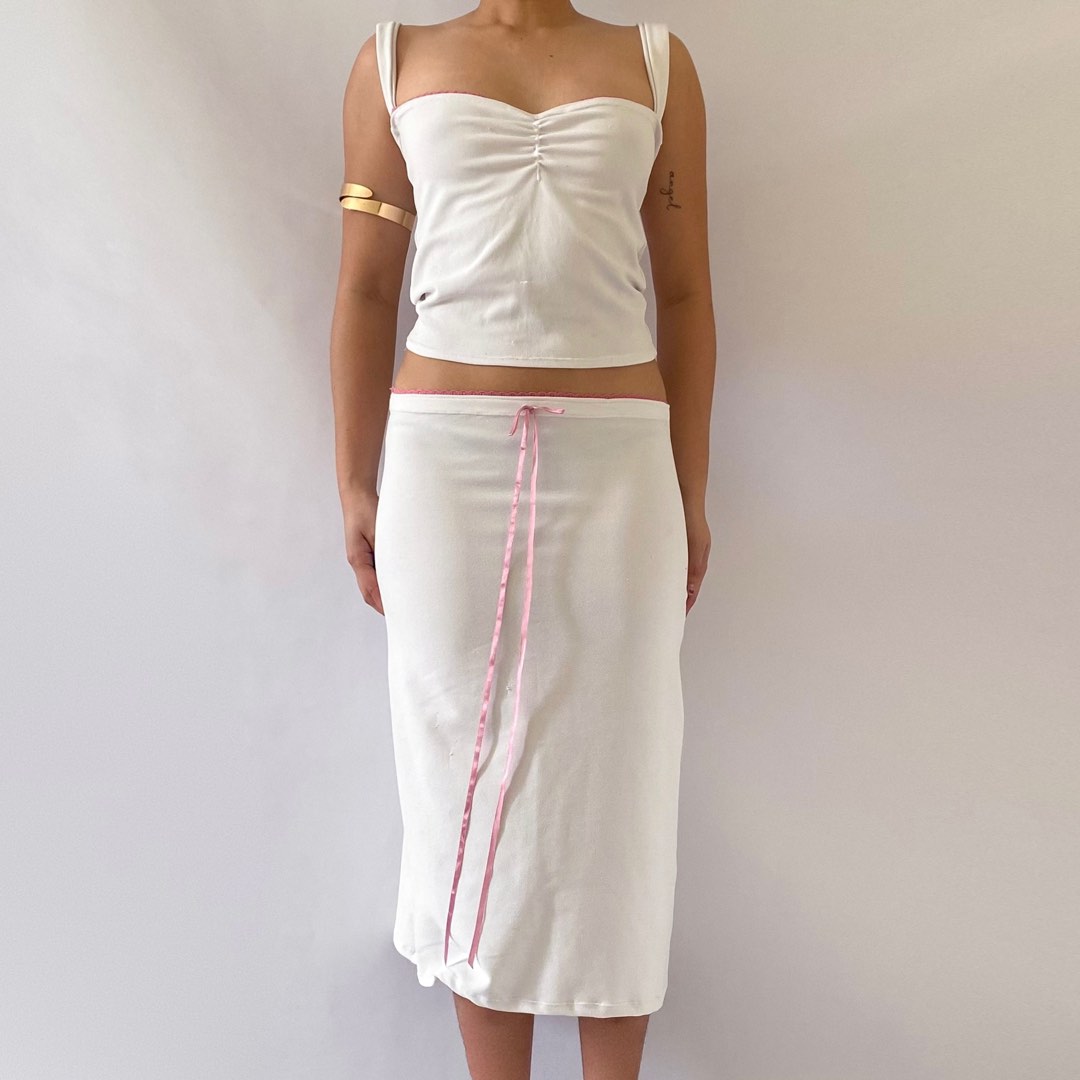 pink bow lace coquette costumized set, Women's Fashion, Dresses & Sets ...