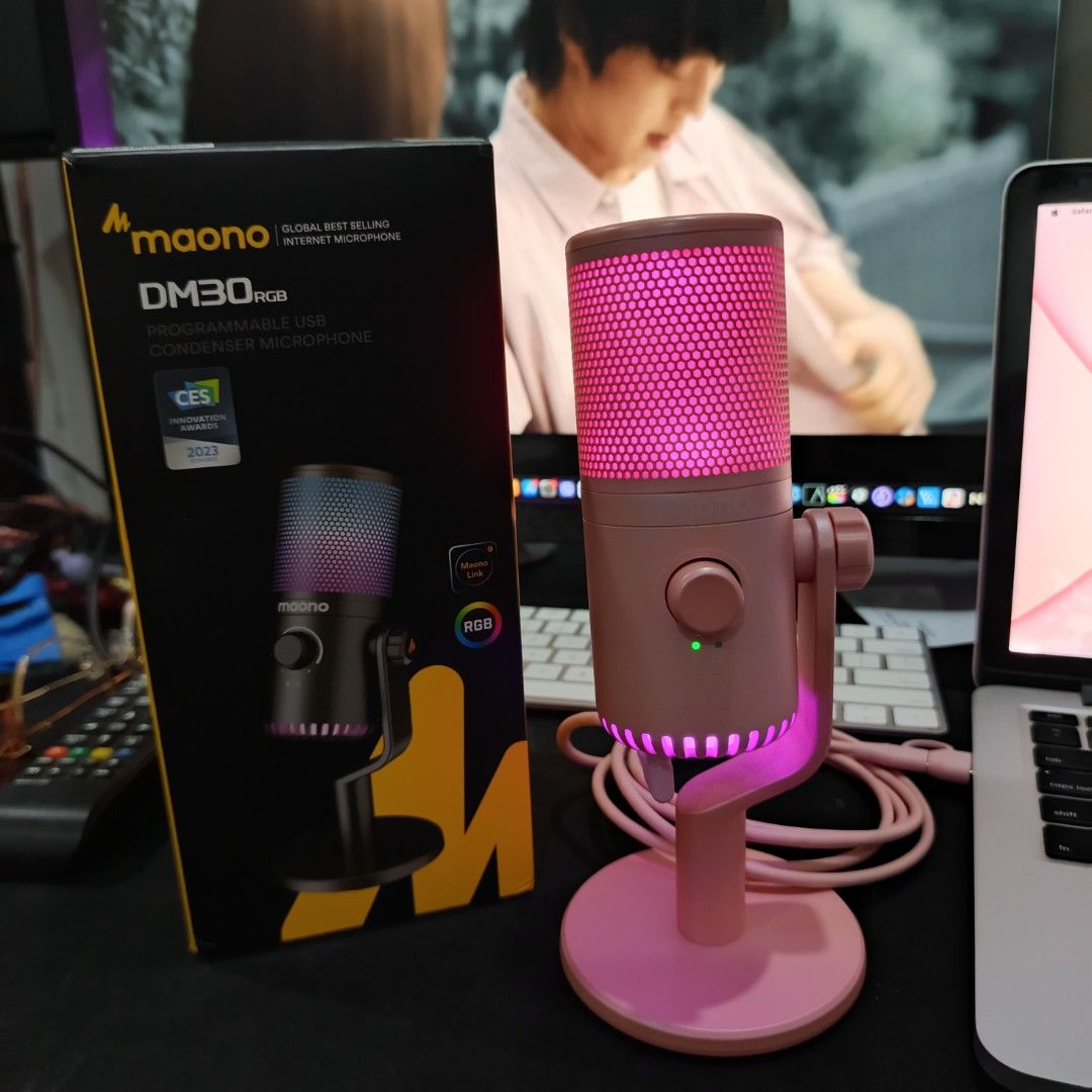 Pink Maono Dm30RGB Programmable USB Condenser Microphone, Audio ...