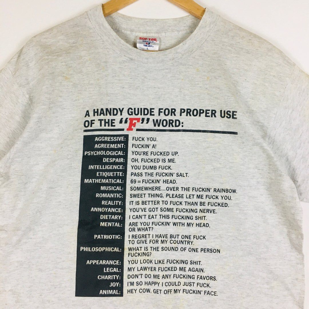 Vintage Single Stitch Handy Guide For Proper Use Of ‘F’ Word, Men's ...