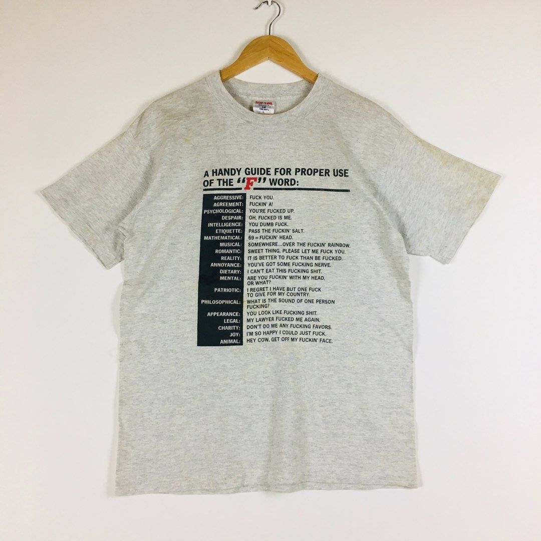 Vintage Single Stitch Handy Guide For Proper Use Of ‘F’ Word, Men's ...