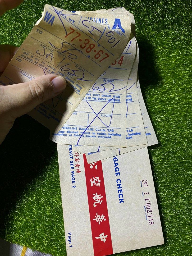 Vintage China Airlines ticket & baggage check 1960s, Hobbies & Toys ...
