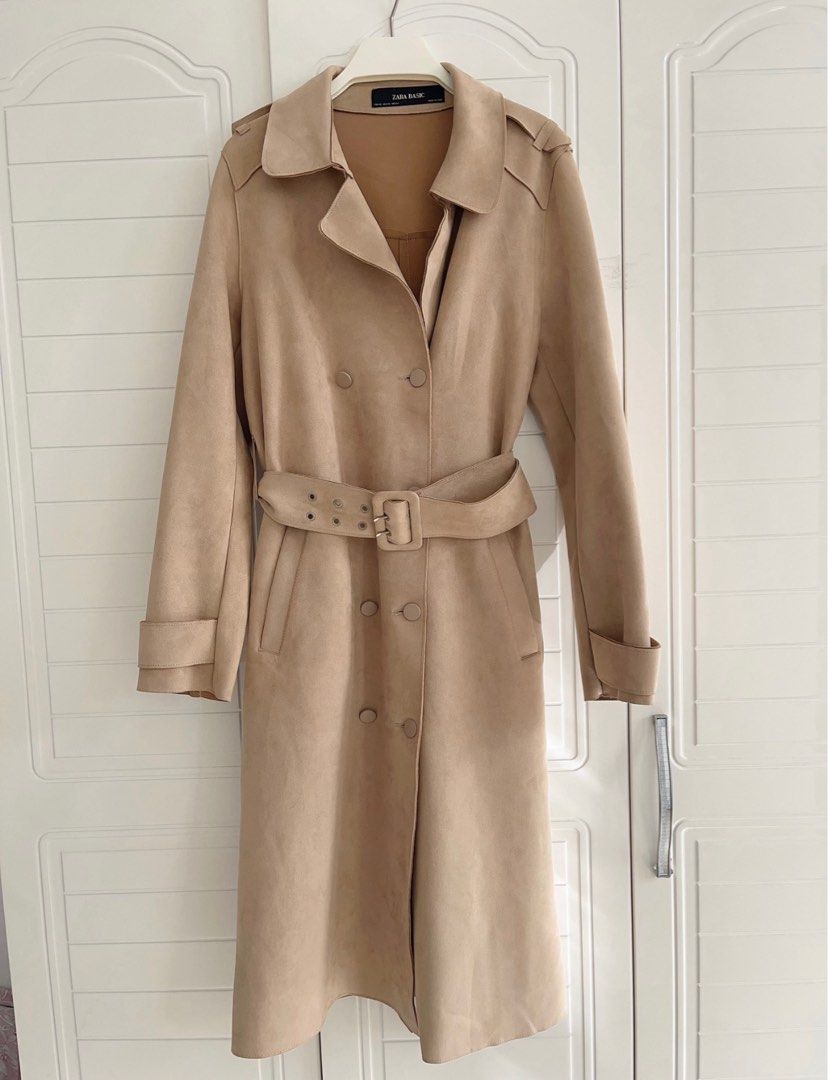 ZARA Basic Khaki Long Trench Coat with Belt, Women's Fashion, Coats ...