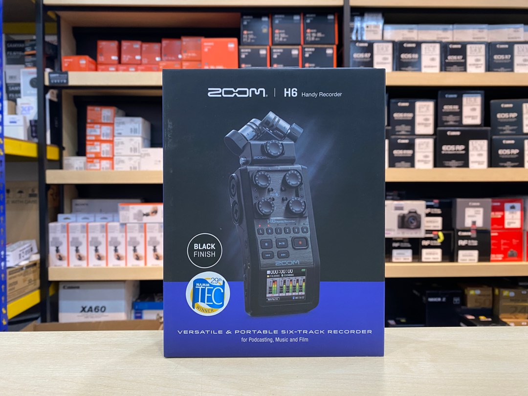 Zoom H6 All Black 6-Input / 6-Track Portable Handy Recorder with Single ...