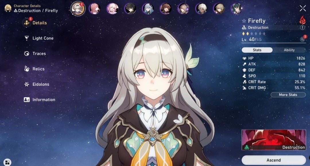 Acheron+sign lc, Firefly, Sparkle ,DanHeng IL ,Dr Ratio ,Bailu ,Himeko ...