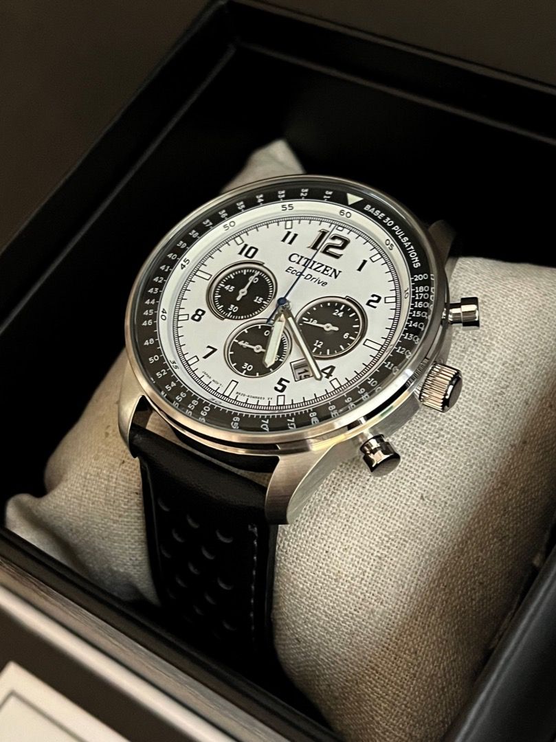 BNEW AUTHENTIC! Citizen Eco-Drive Watch CA4500-32A Chronograph White ...