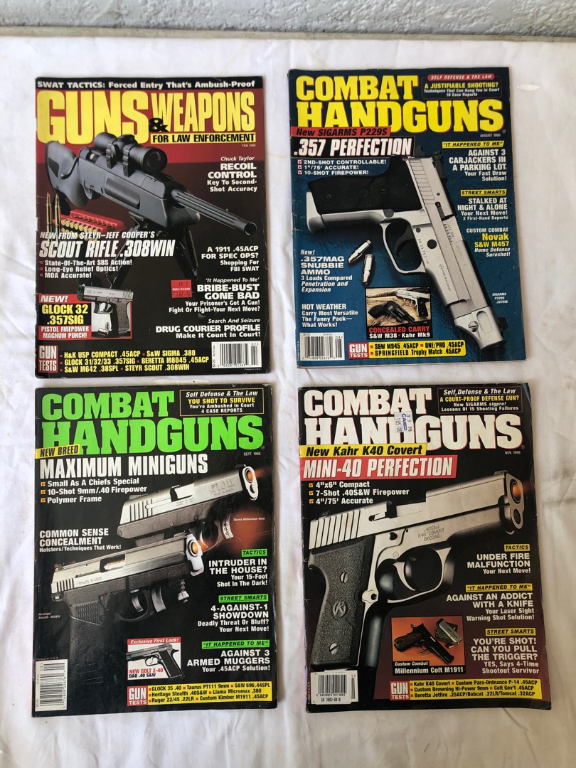 Bundle 4 Vintage Combat Handguns Magazines 1998, Hobbies & Toys, Books ...
