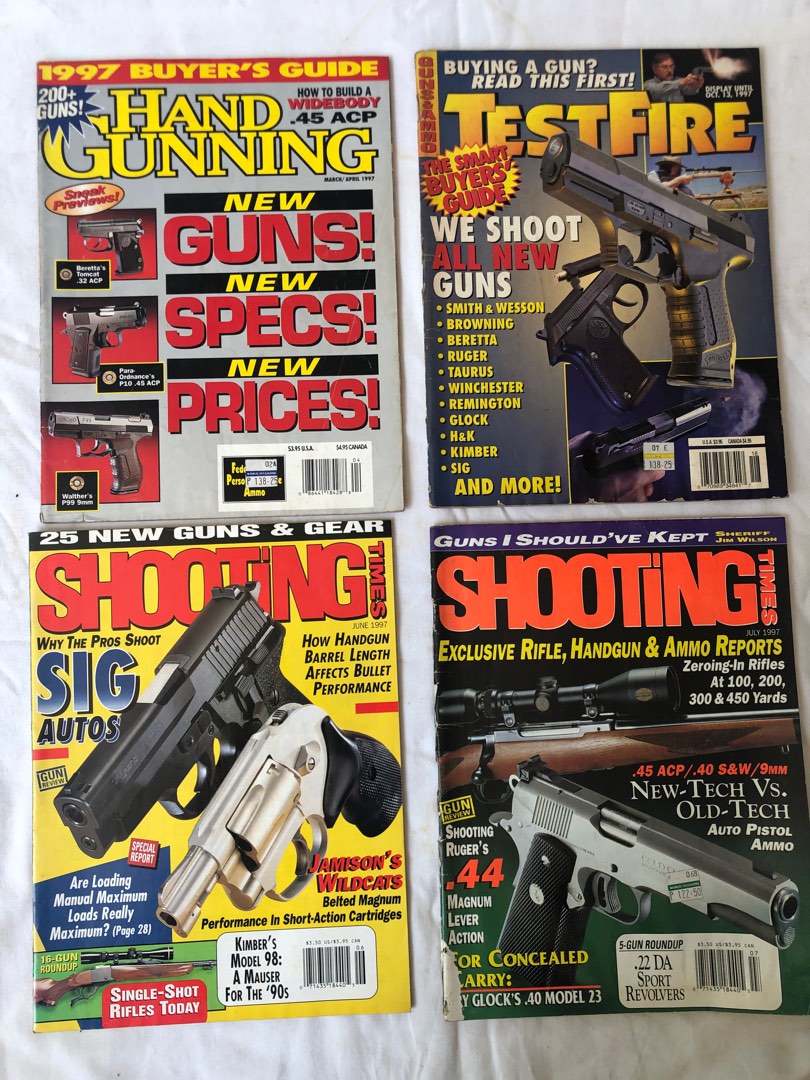 Bundle 4 Vintage Magazines on Guns 1997, Hobbies & Toys, Books ...