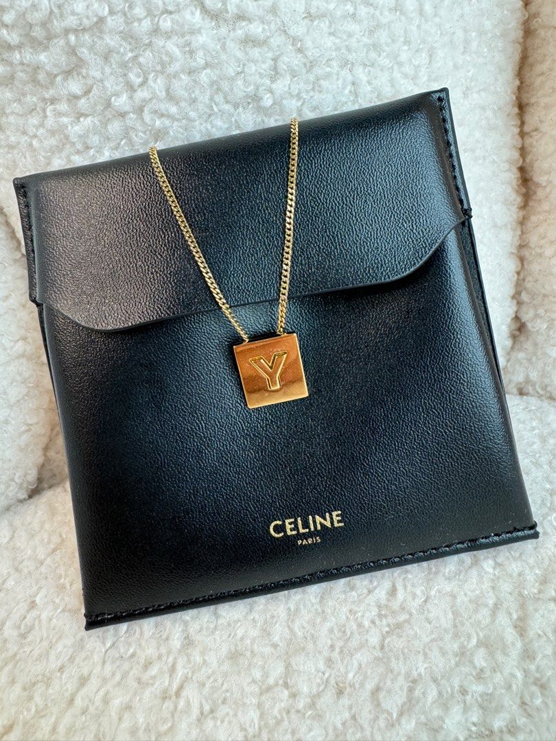 Celine Alphabet Y Necklace in Gold, Luxury, Accessories on Carousell