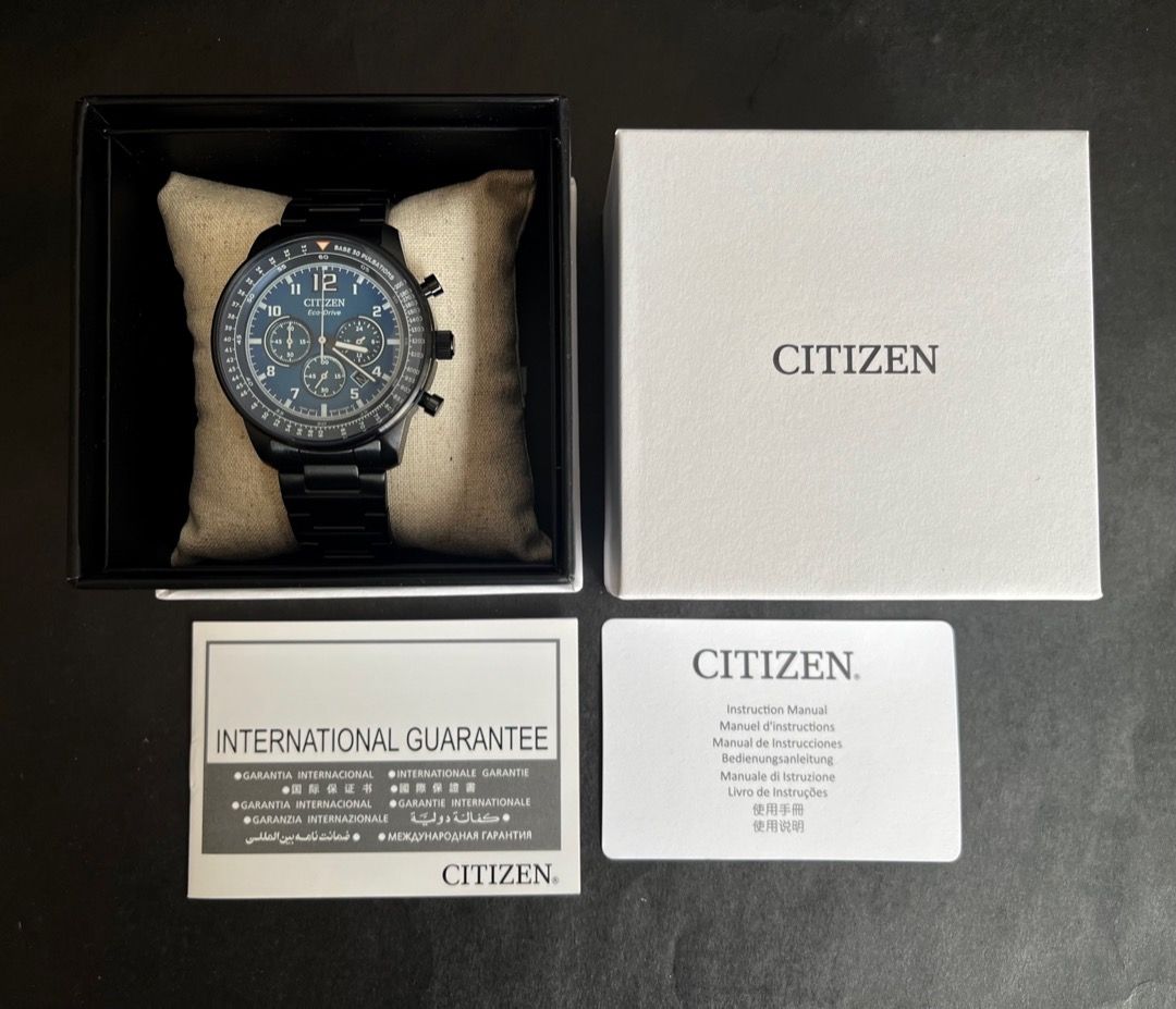 Citizen Eco-Drive Watch CA4505-80L Chronograph Blue Dial Black Steel ...