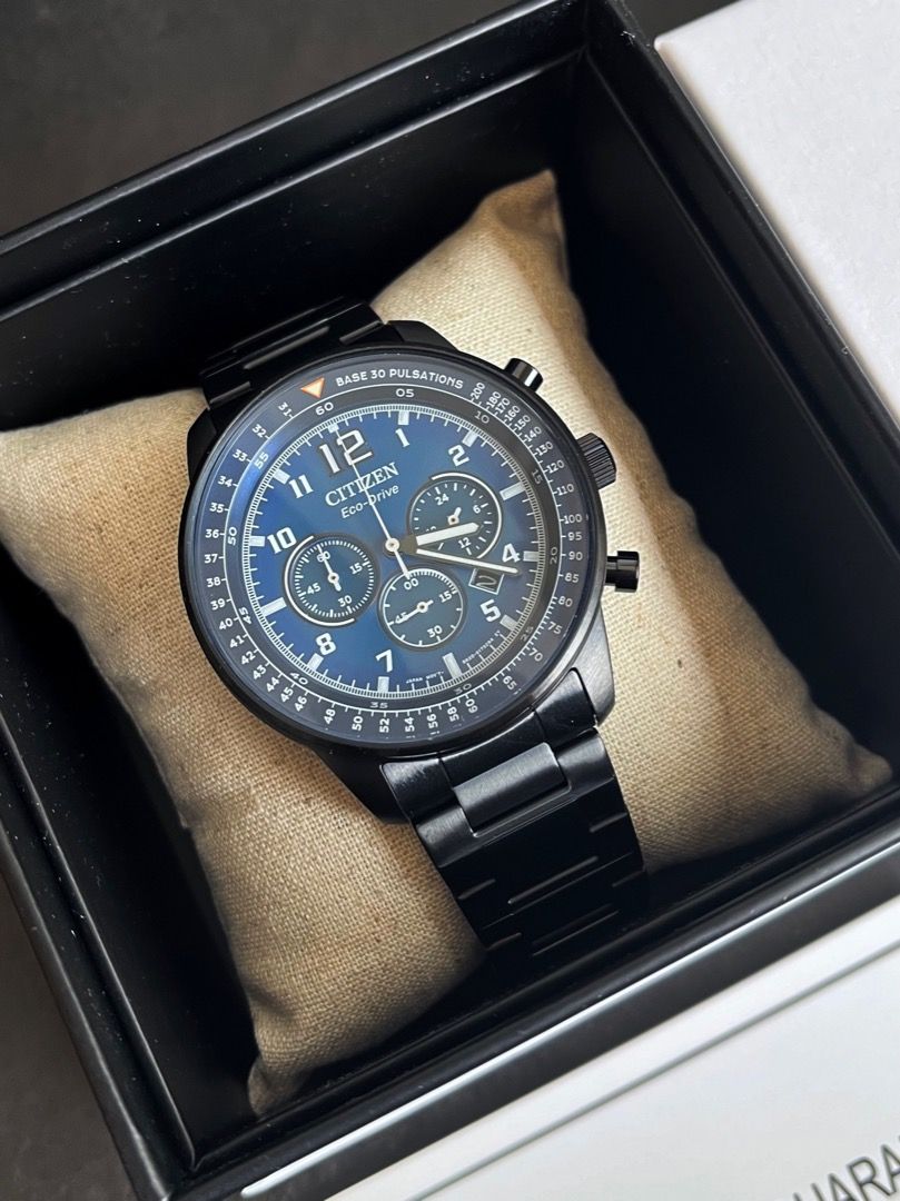 Citizen Eco-Drive Watch CA4505-80L Chronograph Blue Dial Black Steel ...