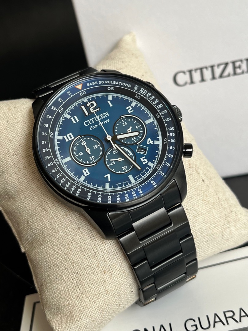 Citizen Eco-Drive Watch CA4505-80L Chronograph Blue Dial Black Steel ...