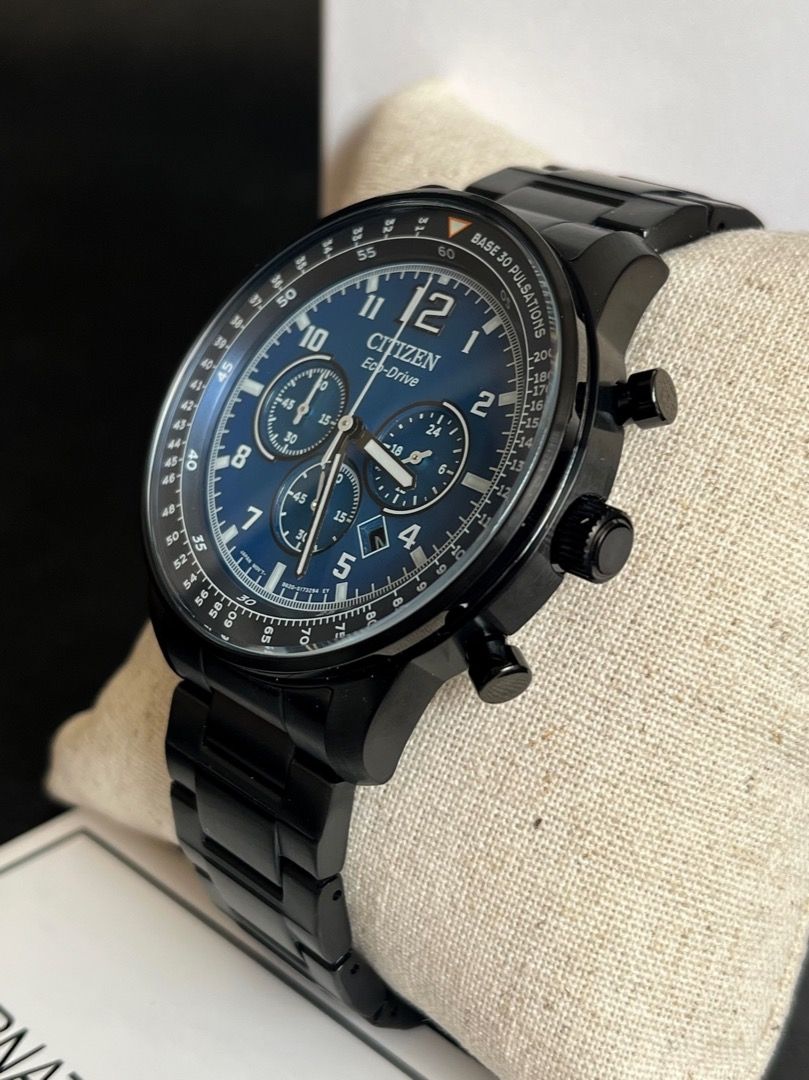 Citizen Eco-Drive Watch CA4505-80L Chronograph Blue Dial Black Steel ...