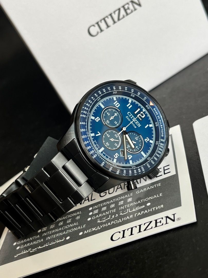 Citizen Eco-Drive Watch CA4505-80L Chronograph Blue Dial Black Steel ...