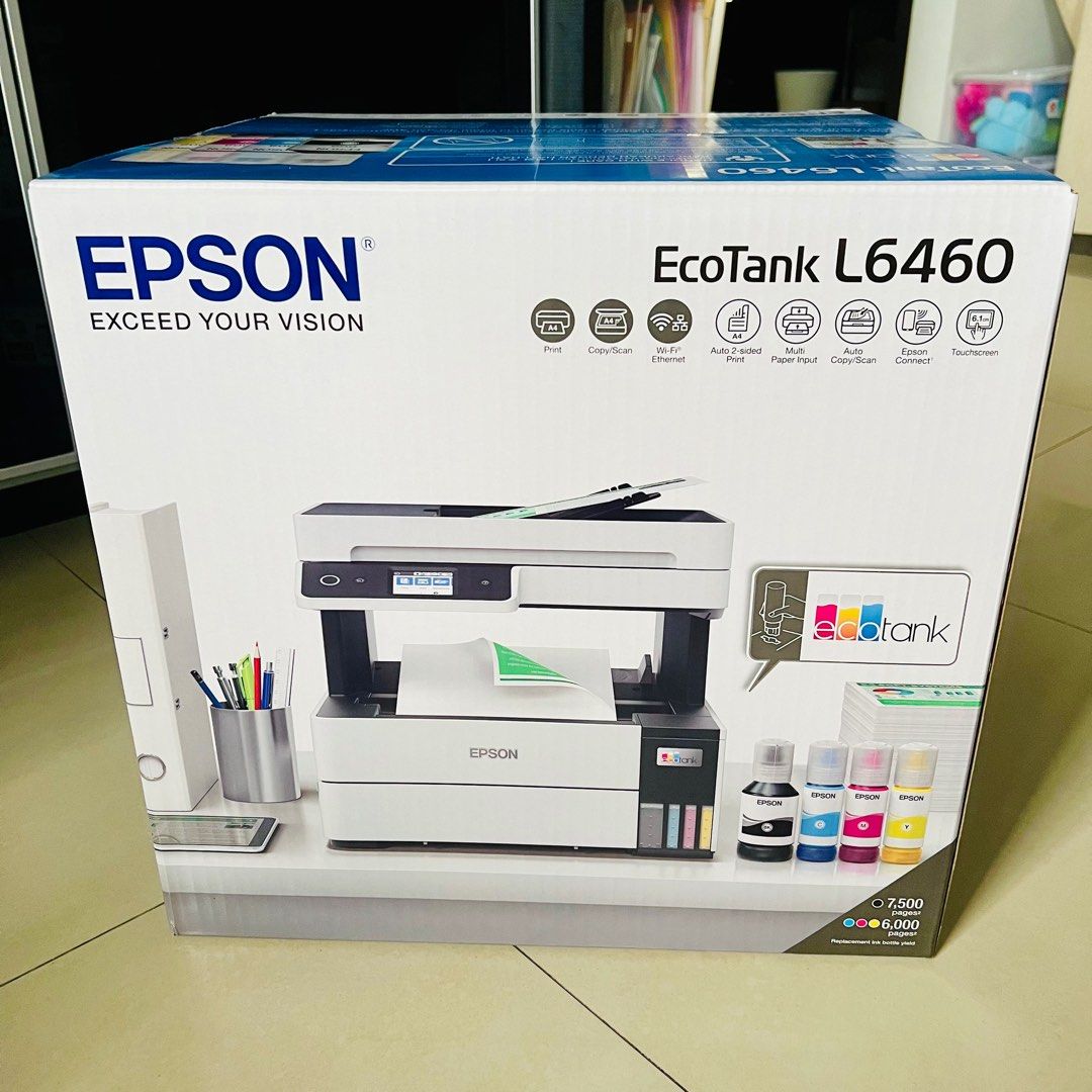 New Epson EcoTank L6460 Printer (Free Maintenance Box) and Extra Inks ...