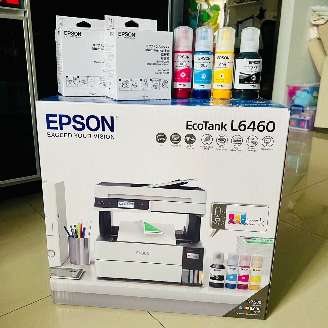 New Epson EcoTank L6460 Printer (Free Maintenance Box) and Extra Inks ...