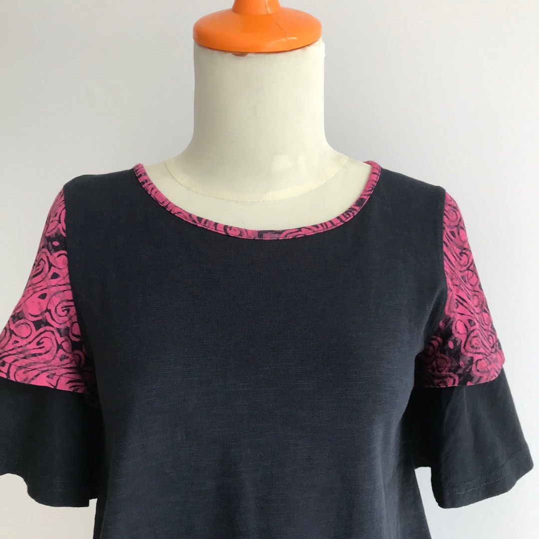 GIFFA Kaos Kombinasi Batik Hitam Pink (baca diskripsi), Fesyen Wanita ...