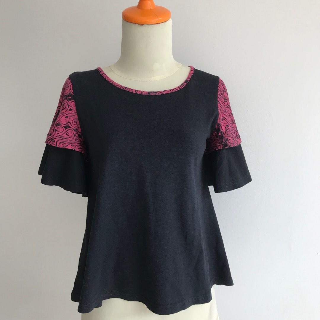 GIFFA Kaos Kombinasi Batik Hitam Pink (baca diskripsi), Fesyen Wanita ...