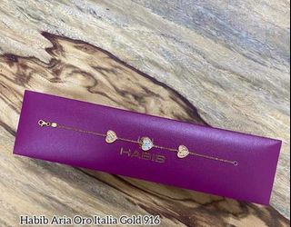 Habib paper clip oro graffetta sofeea gold emas 916 bracelet gelang ...