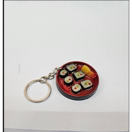 Japan Sushi Sashimi Roll Food Plate KEYCHAIN, Simulation Food Key Chain ...