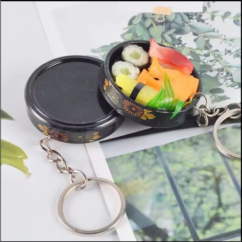 Japan Sushi Sashimi Roll Food Plate KEYCHAIN, Simulation Food Key Chain ...