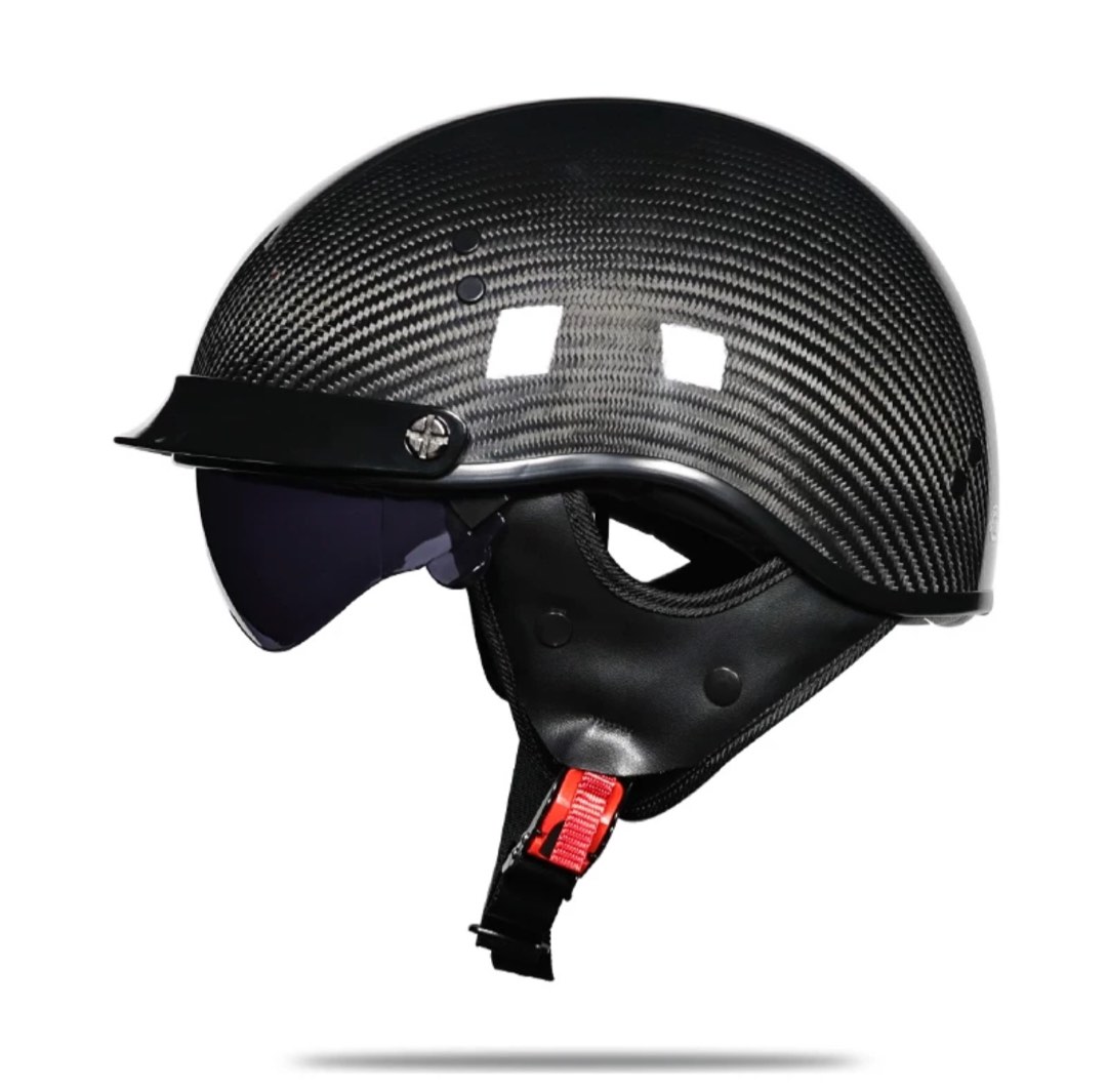 Carbon Fibre with Inner Lens Dual with Peak Beak Visor Half Cap ...
