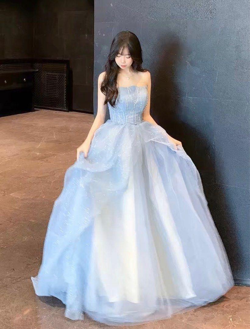 Light Blue princess style gown/prom dresses/evening dress, Women's ...