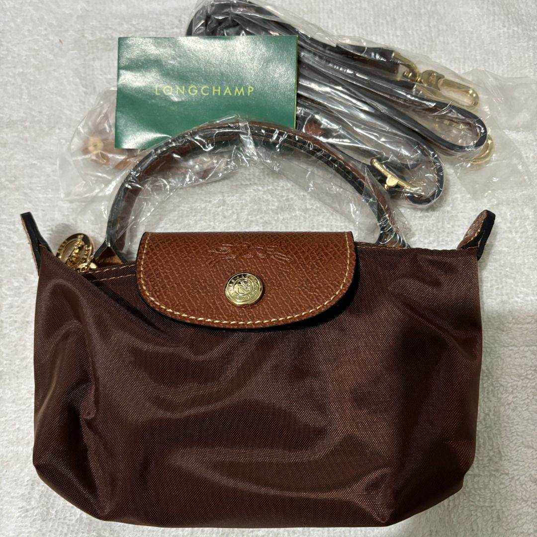 SALE ️Longchamp Le Pliage Mini Sling Bag / Cross-body Bag in Dark Brown ...