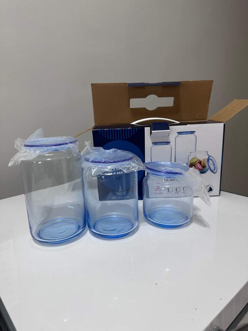 Luminarc Rondo Jar Ice Blue 1pcs Set 500ml/750ml/1L, Furniture & Home ...
