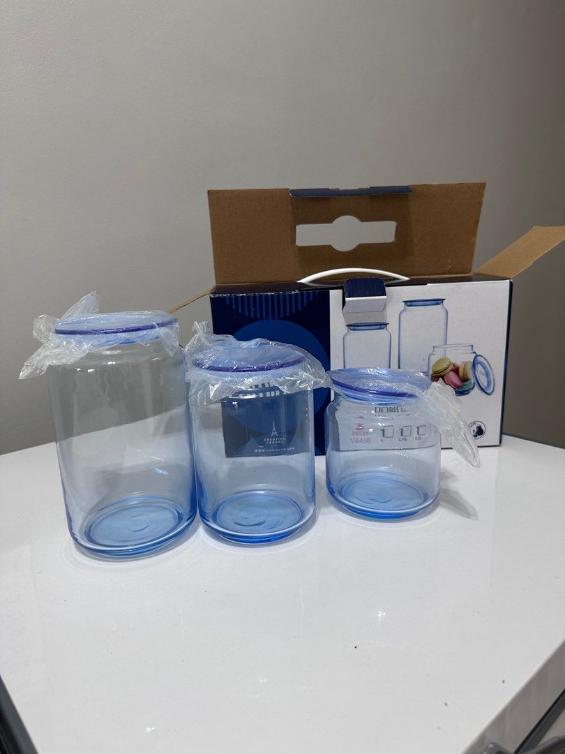 Luminarc Rondo Jar Ice Blue 1pcs Set 500ml/750ml/1L, Furniture & Home ...