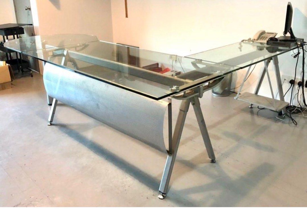 Office table. Glass director table., Furniture & Home Living, Furniture ...