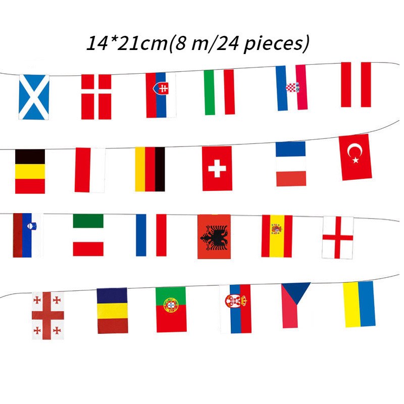 (Ready Stock)UEFA EURO 2024 Decoration European Cup Flag Bar Sports ...